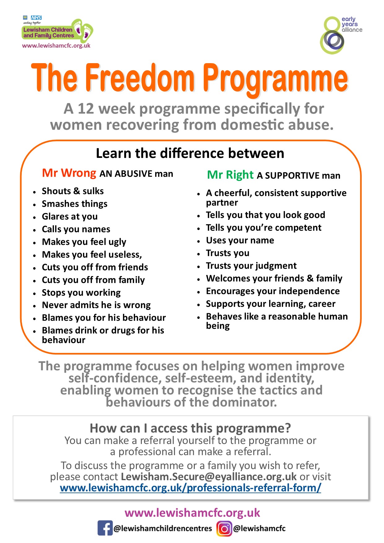 Freedom Programme - Lewisham Children & Family Centre